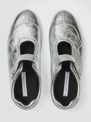 Cecilie Bahnsen Laminated Leather Mary Jane Shoes - Silver