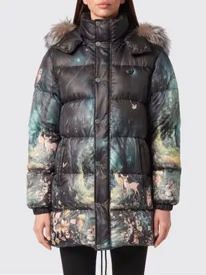 Philipp Plein Fairy" Printed Nylon Down Jacket With Fur Hood Trim
