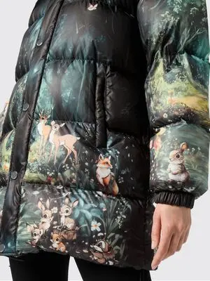 Philipp Plein Fairy" Printed Nylon Down Jacket With Fur Hood Trim