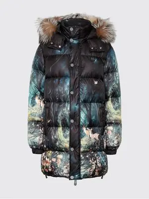 Philipp Plein Fairy" Printed Nylon Down Jacket With Fur Hood Trim