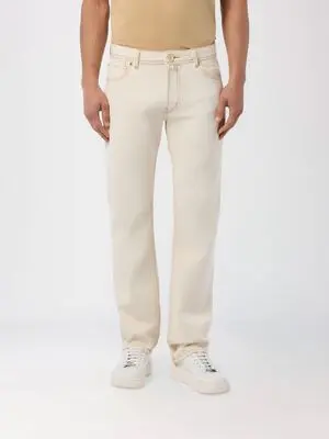BILLIONAIRE Straight Leg Cotton Denim Jeans - Beige