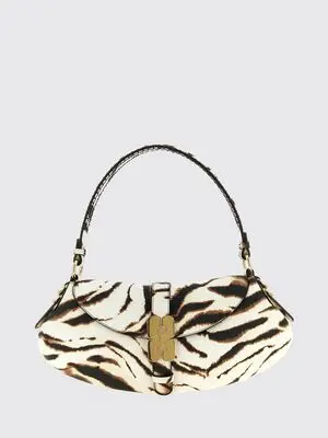 GANNI B-kat Zebra-print Recycled Leather Shoulder Bag With Logo - Multicolor
