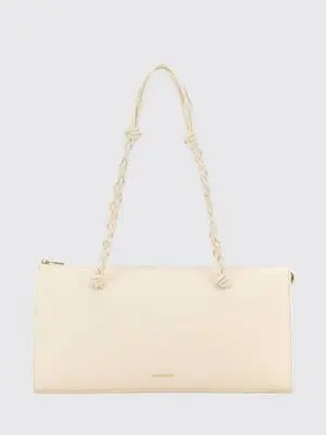 JIL SANDER Large Tangle Calfskin Leather Shoulder Bag With Braided Handle White