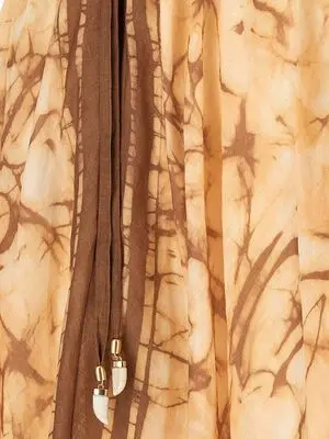 Zimmermann A-line Abstract Print Ramie Midi Skirt - Beige
