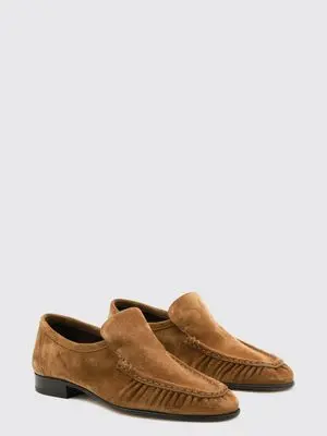 THE ROW Two Suede Calfskin Round-toe Loafers
