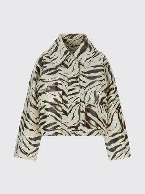 GANNI Cropped Zebra-print Leather Jacket With Patch Pockets