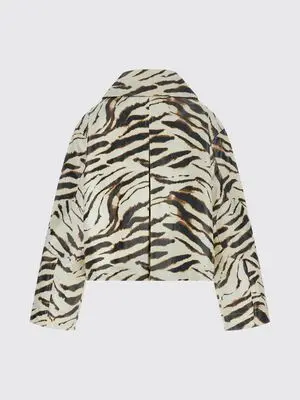 GANNI Cropped Zebra-print Leather Jacket With Patch Pockets