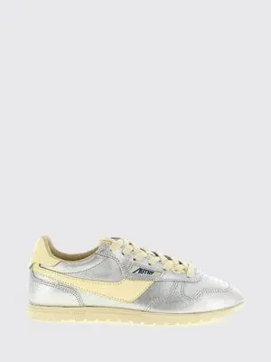 AUTRY Windspin Laminated Leather Sneakers - Silver