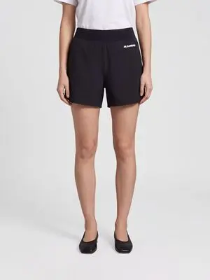 JIL SANDER High-waisted Technical Fabric Jogging Shorts With Contrast Logo - Black
