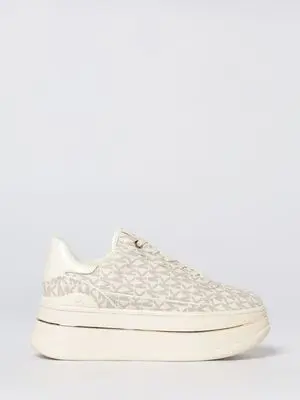 Michael Kors Hayes Sneakers In Coated Cotton With Mk Monogram - Beige
