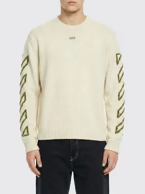 Off-White Cotton Logo Crewneck Pullover - Beige