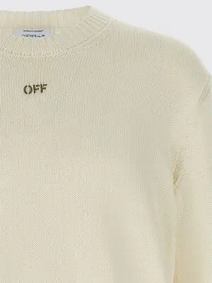 Off-White Cotton Logo Crewneck Pullover - Beige