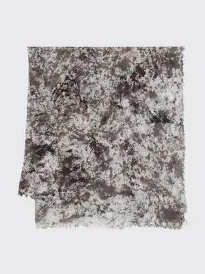 Avant Toi Abstract Camouflage Linen Blend Scarf - Earth