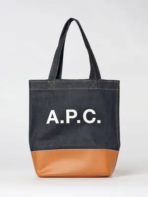 A.p.c. Alex Tote Denim And Leather Shoulder Bag - Brown