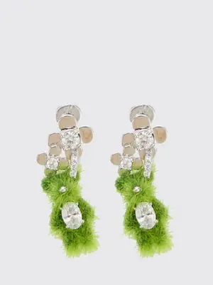 YVMIN 18k Gold-plated Silver Dangle Earrings With Rhinestones - Green