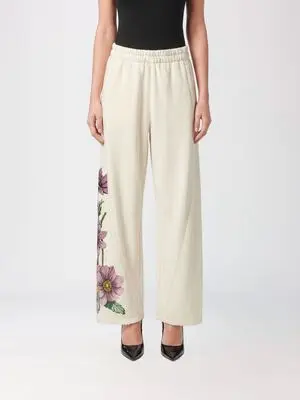 Philipp Plein Cotton Jogging Pants With Floral Embroidery - Beige
