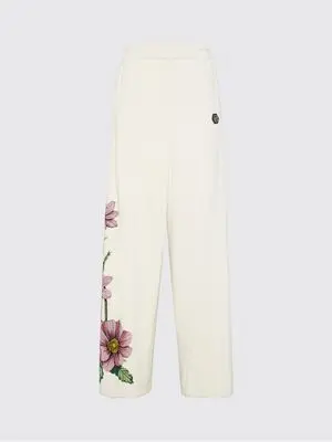 Philipp Plein Floral Embroidered Cotton Wide-leg Jogging Pants