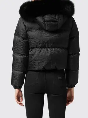 Philipp Plein Nylon Quilted Down Jacket With Monogram Pattern