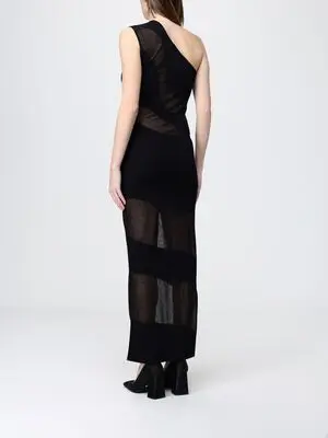 Federica Tosi Asymmetrical One-shoulder Sheer Knit Maxi Dress