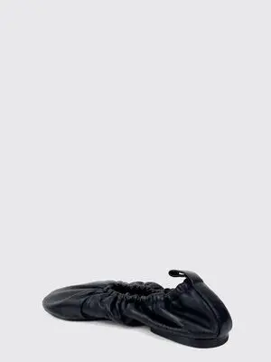 JIL SANDER Ruched Ovine Leather Ballet Flats - Black