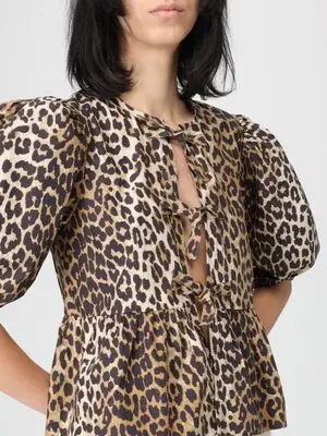 GANNI Leopard Print Peplum Top
