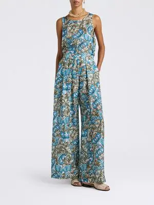 Momoni Printed Silk Palazzo Trousers - Avion