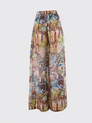 Momoni Palazzo Trousers In Printed Silk - Multicolor