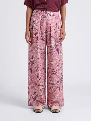 Momoni Palazzo Trousers In Printed Silk - Violet