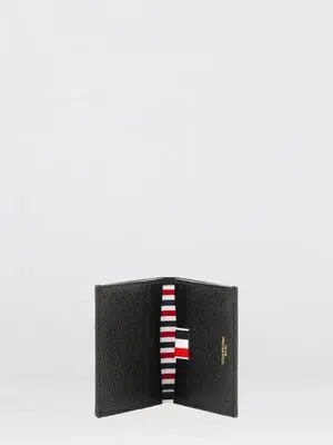 Thom Browne Grained Leather Bifold Wallet With Stripe Detail