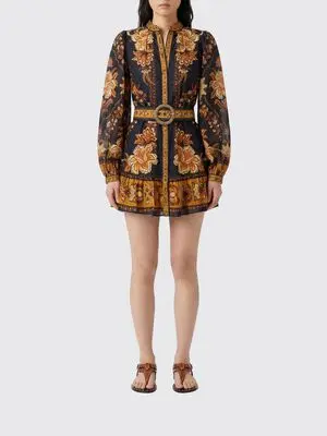 Farm Rio Printed Long Sleeve Mini Dress - Black