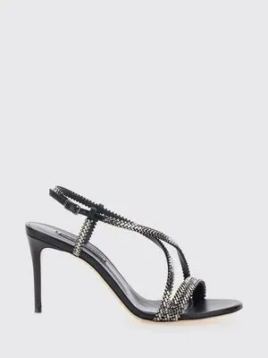 Casadei Josephine Julia Slingback Sandals With Rhinestones And Stiletto Heel - Black