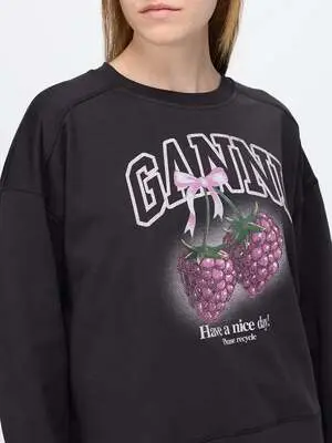 GANNI Organic Cotton Crew Neck Sweatshirt With Fruit Print