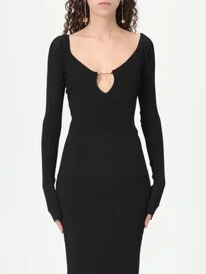 Jacquemus Ribbed Knit Jumper With Gold-tone Detail - Black