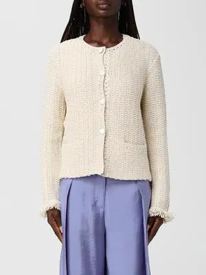 Emporio Armani Textured Button-up Jacket - Beige