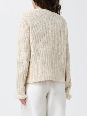 Emporio Armani Textured Knit Jacket With Fringe Detail - Ivory
