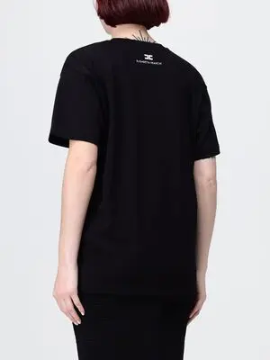 Elisabetta Franchi Cotton T-shirt With Embroidered Logo - Black