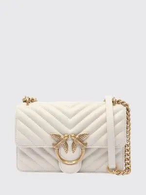 Pinko Quilted Leather Mini Bag With Bird Clasp - White