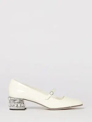 JIMMY CHOO Elisa Patent Mary Jane With Jewel Heel - White