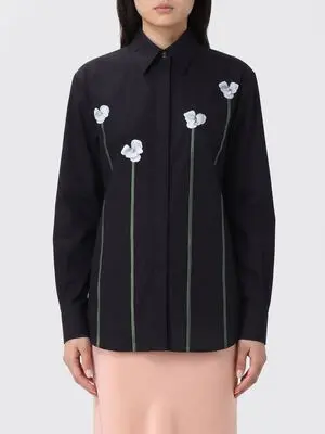 Moschino Stretch Cotton Shirt With Floral Print - Black