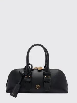 Pinko Escape Smooth Leather Handbag With Love Birds Logo - Black