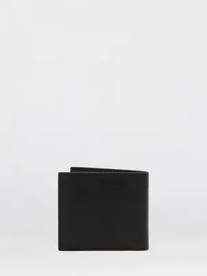 Thom Browne Bifold Wallet In Grained Leather With 4-bar Detail And Interior Slots
