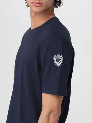 BLAUER. Cotton T-shirt With Logo - Blue