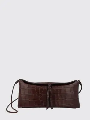 Staud Croc-embossed Calfskin Crossbody Bag With Flap - Brown