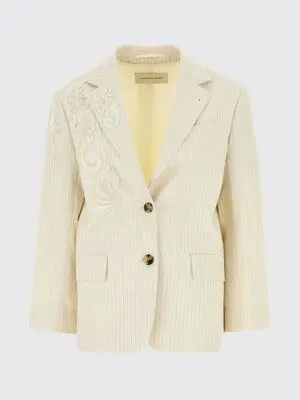 Dries Van Noten Single-breasted Striped Embroidered Cotton-blend Blazer