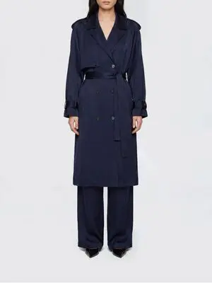 ANINE BING Ricky Long Viscose Trench Coat - Navy