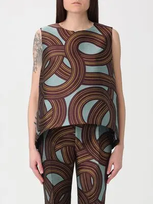 La DoubleJ La Scala Sleeveless Top In Printed Crêpe - Brown