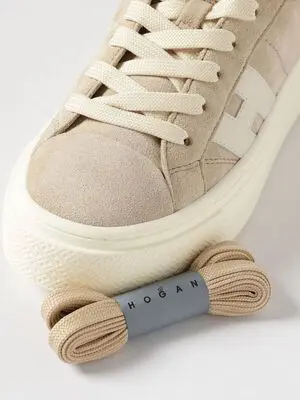 Hogan Platform Suede Lace-up Sneakers - Beige