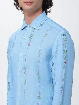 120% Lino Linen Shirt With Floral Embroidery
