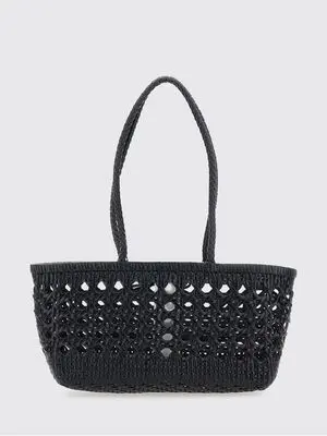 OSOI Biscuit Shoulder Bag In Recycled Leather With Woven Handle