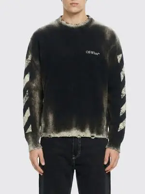 Off-White Used Effect Cotton Crewneck Pullover - Black